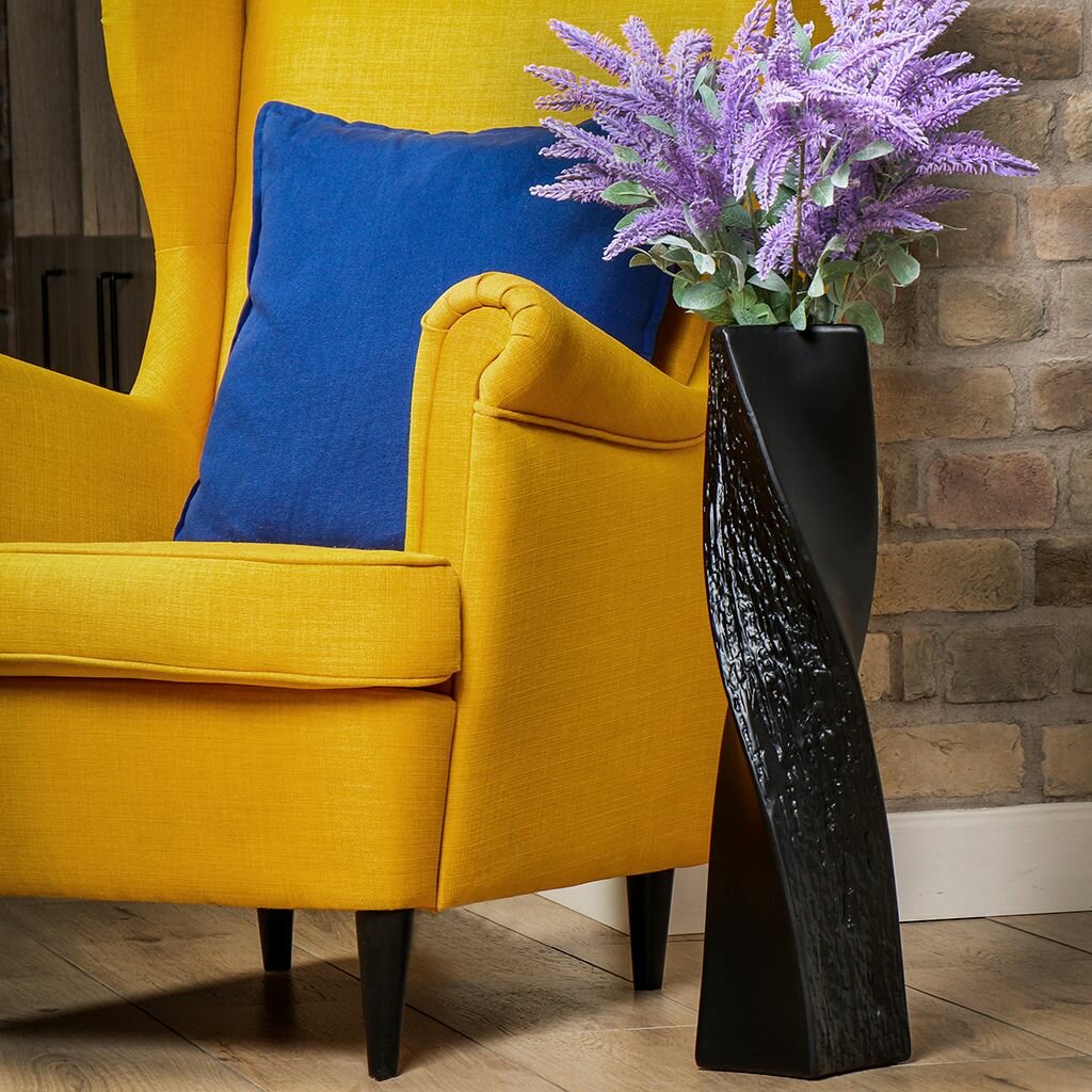 Ваза для сухоцветов керамическая напольная 60 см Эквилибриум Y3-1288 черная большая интерьерная