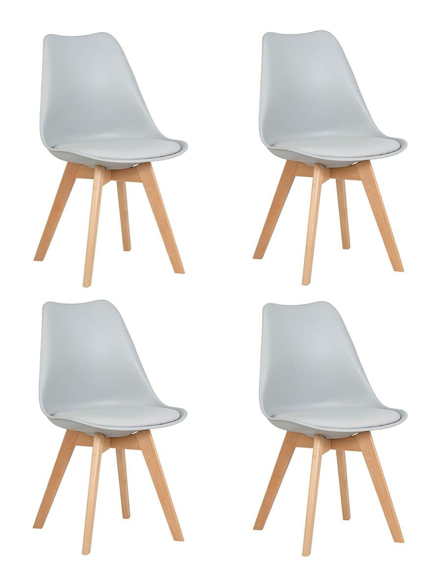 Стул DOBRIN Набор 4 шт Стул обеденный DOBRIN JERRY SOFT, ножки светлый бук, цвет сиденья светло-серый (GR-01) арт. LMZL-PP635-N_LB-TR_P-GR-01