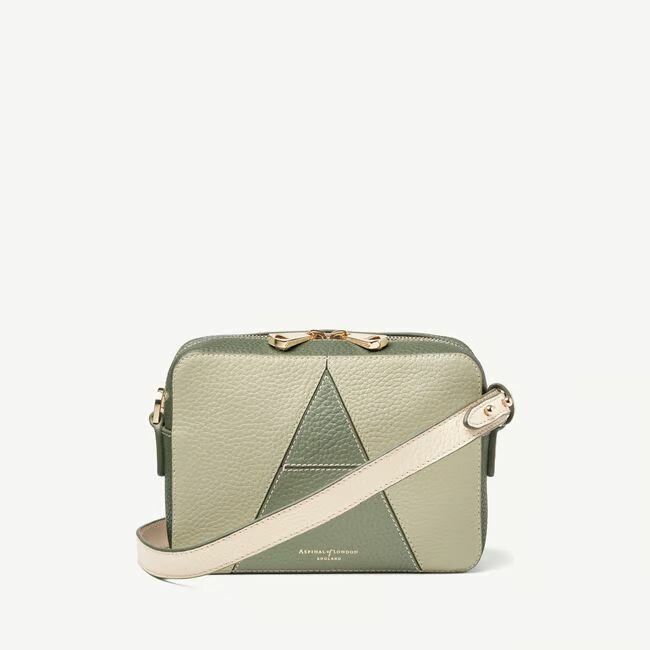 Сумка Aspinal of London Camera Crossbody Pistachio, Sage & Ivory Pebble