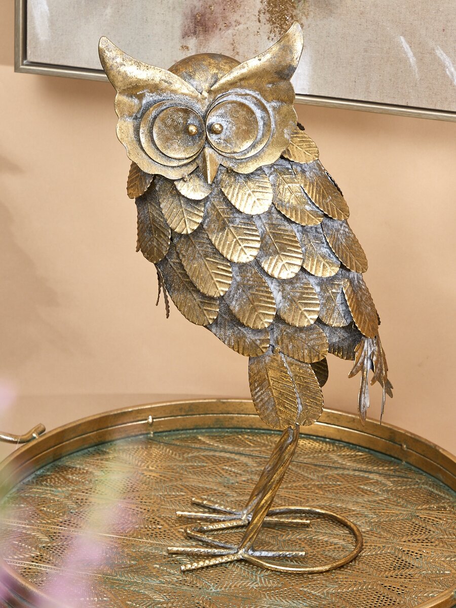57-235 Декор настольный Сова 19х13х46см, железо, золото с патиной, Glasar