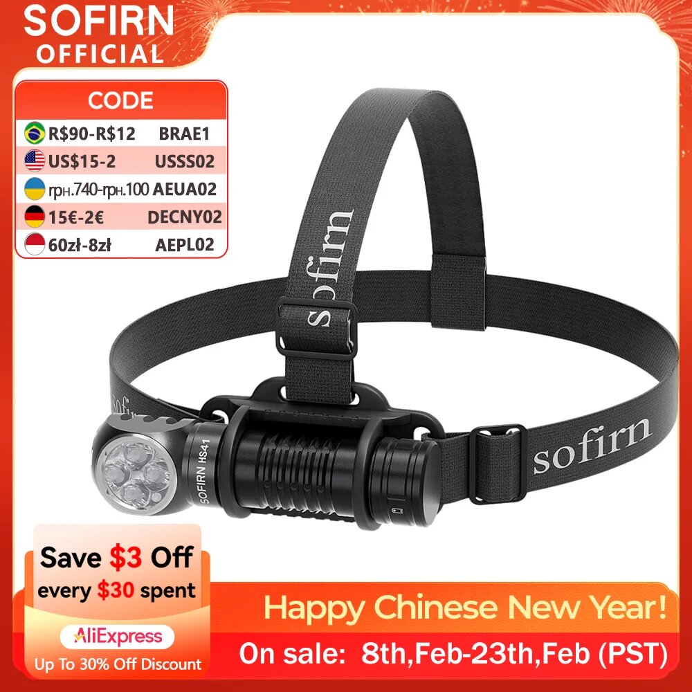 Налобный фонарь Sofirn HS41 4000лм 6000-6500K