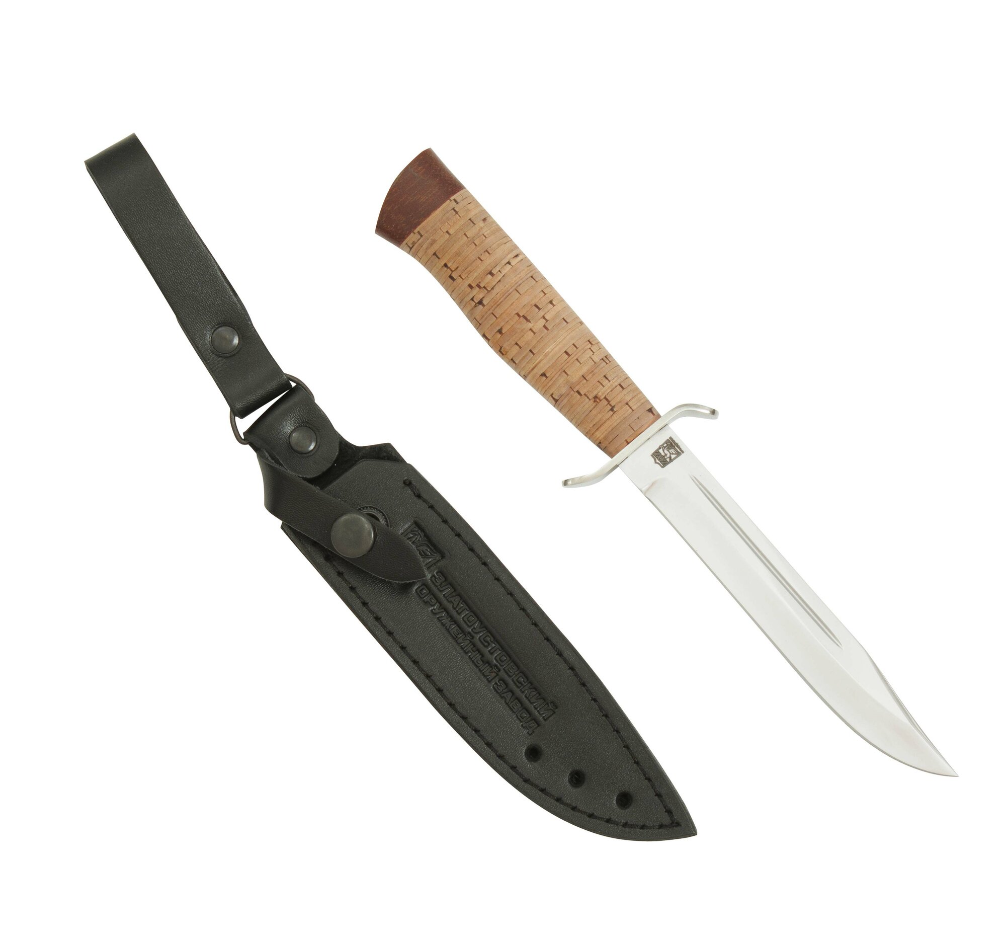 Нож "Разведчика" (сталь AUS 10, береста/текст.) от Златоустовского оружейного завода