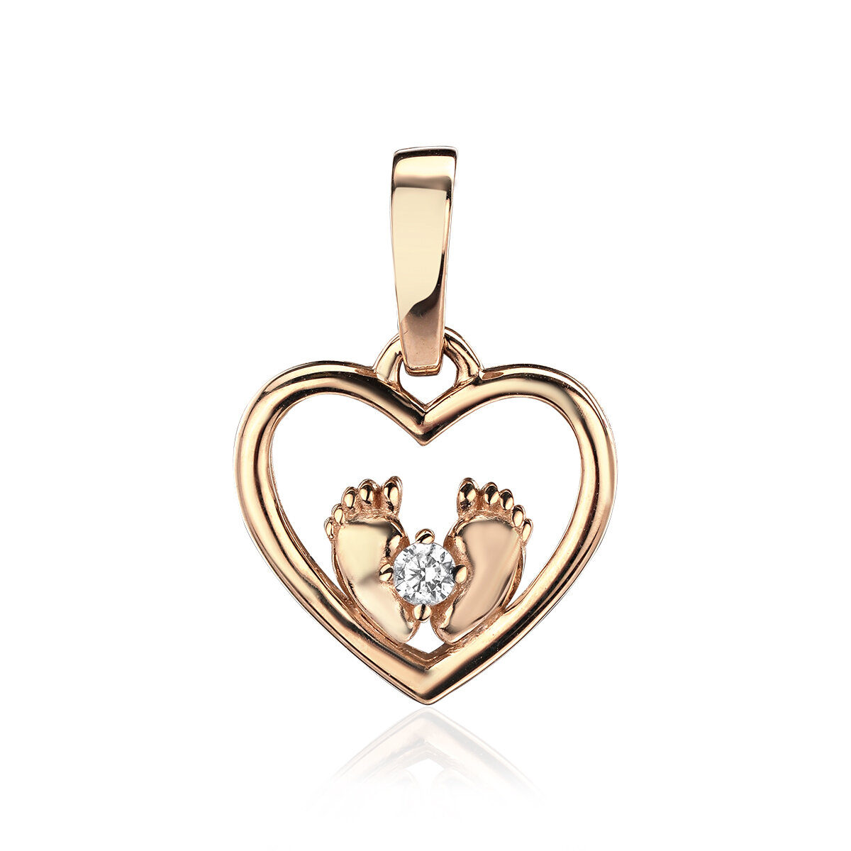 Подвеска, красное золото, 585 проба, фианит