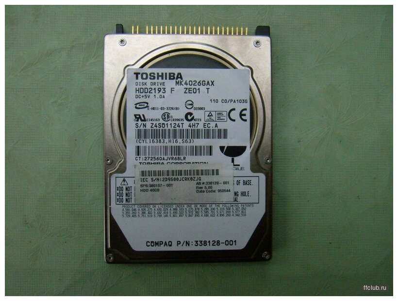 Жесткий диск 2,5" 40 GB Toshiba MK4026GAX IDE