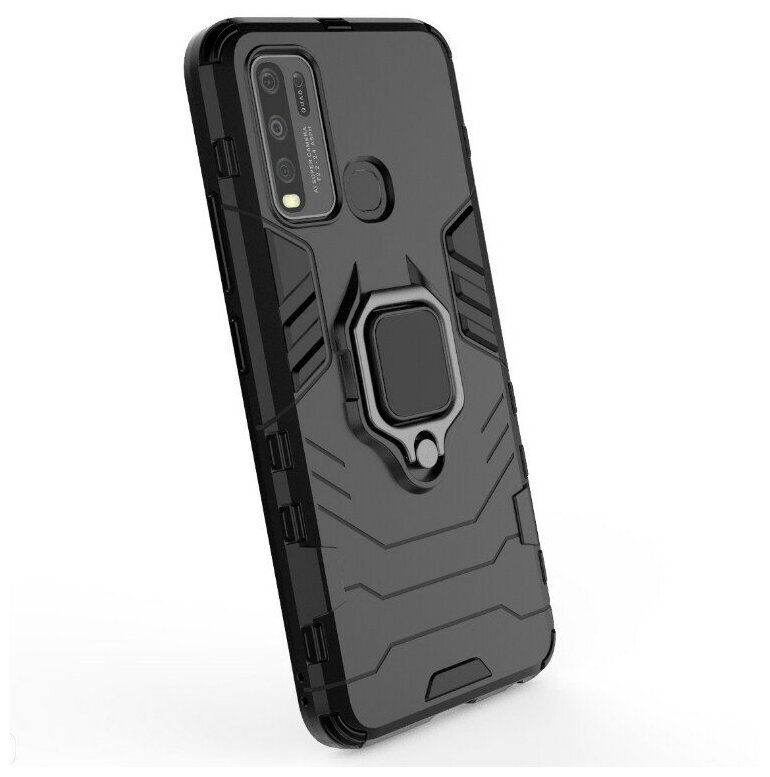 Чехол-бампер MyPads для Honor 9X без отпечатка пальца противоударный усиленный ударопрочный черный