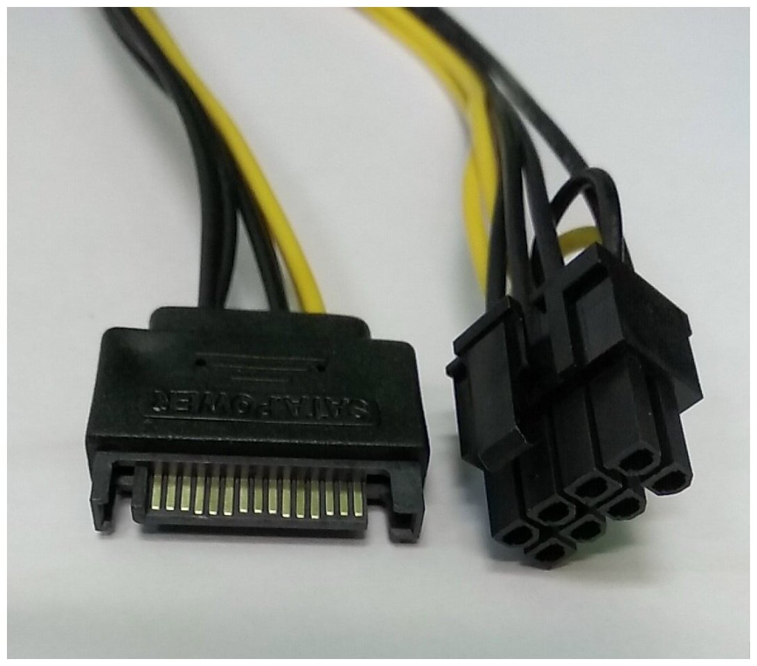 Кабель питания 0.15 м SATA GCR SATA 15pin PSI e 8 pin