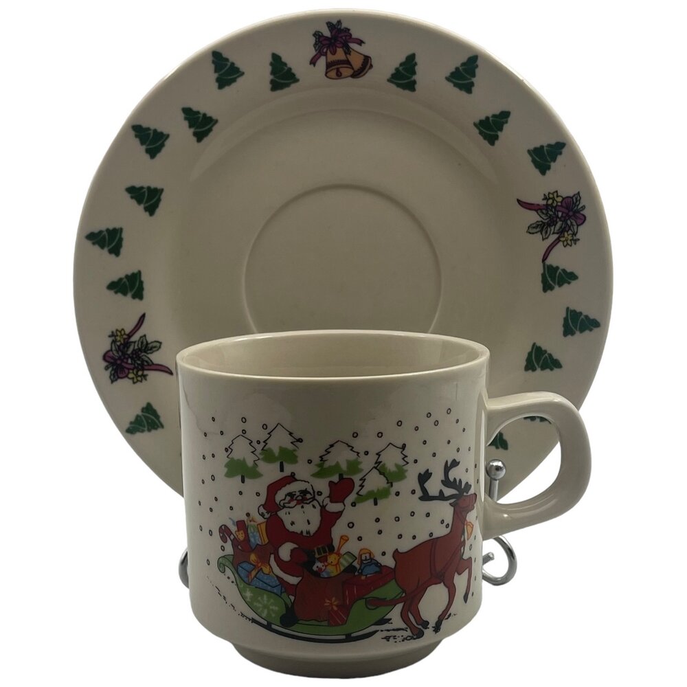 Чайная пара "Рождество" 2000-2010 гг, керамика, Hillary & Bros, Англия