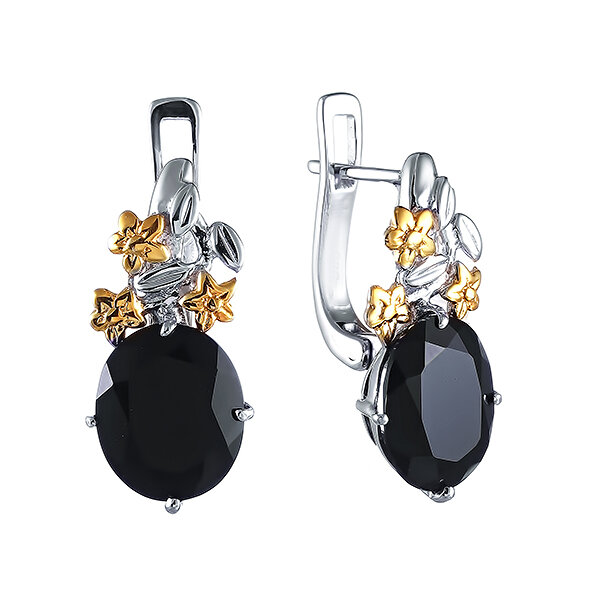 Серьги, серебро, 925 проба, оникс