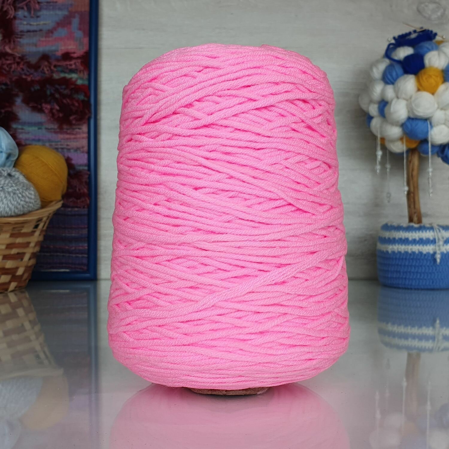 Пряжа MALIK HOBBY Соловей, тафтинг, розовый - 68, 100% акрил, 1 бобина, 400 г, 400 м.