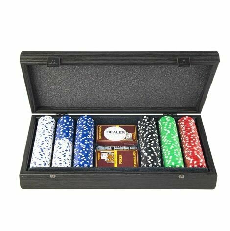 Набор для покера Manopoulos (карты 200 шт ) черный, корпус дерево 39х22 см