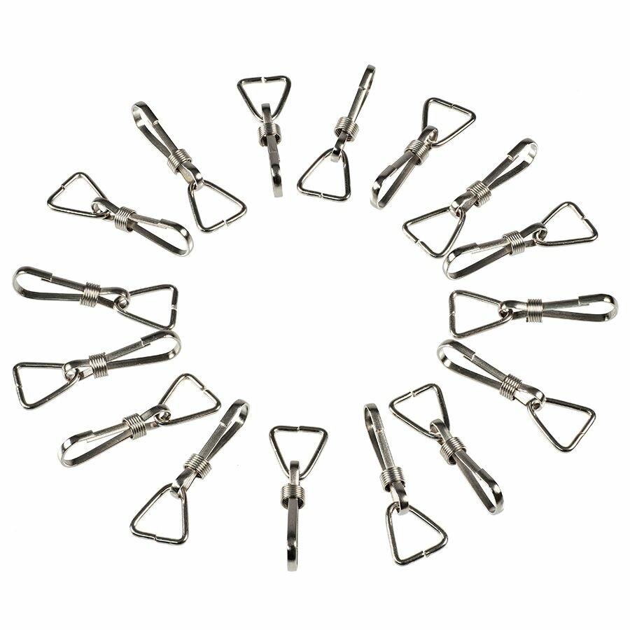 Карабин металлический с треугольным кольцом для сумок и рукоделия №3124 (24 мм + 10 мм), темный никель (Bl-Ni), 16 шт.