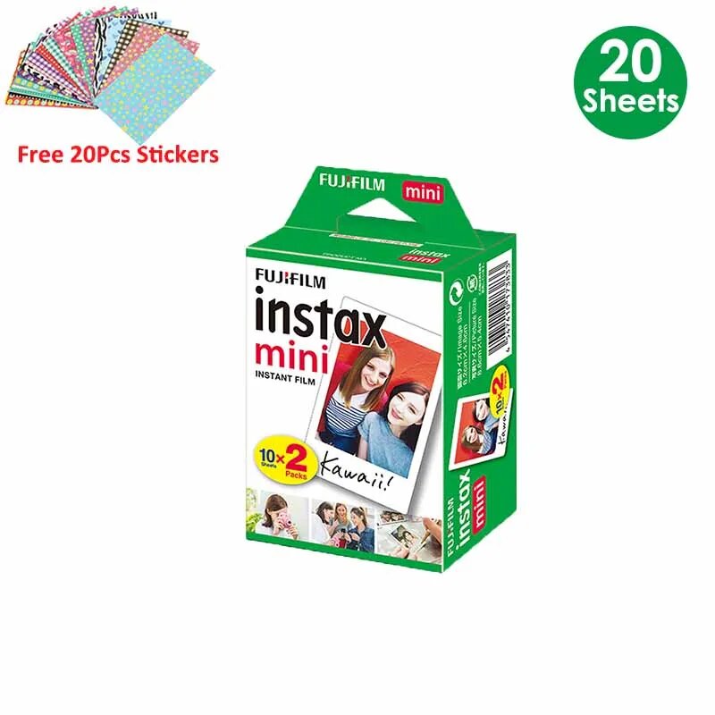 Fujifilm Instax Mini Film, 20 листов, цветные стикеры
