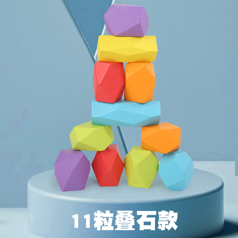 Деревянные строительные блоки "Радужные камни", развивающие, 11 шт