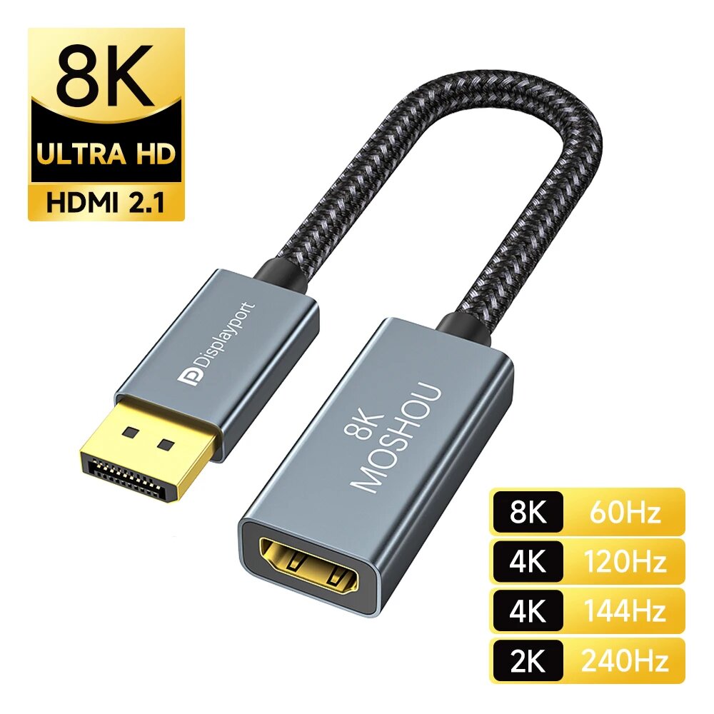 MOSHOU Адаптер DisplayPort-HDMI 2.1