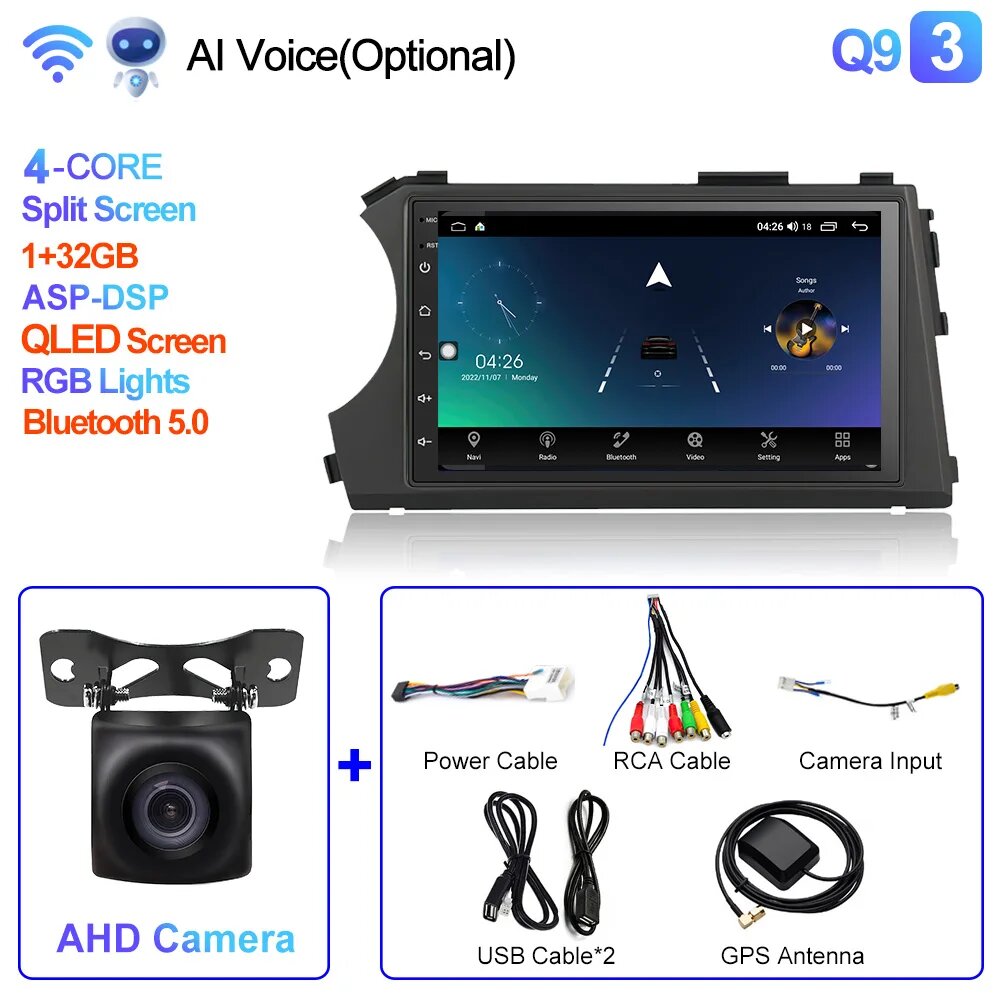 Автомагнитола CAIXI, 2 din, Android 12, для Ssangyong Kyron Actyon 2005 2006 - 2013 Q9(1-32GB)CAM