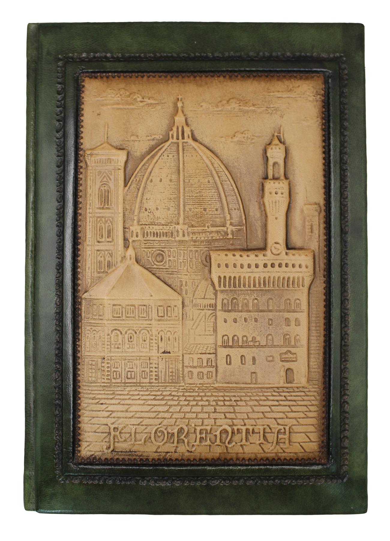 Ежедневник ручной работы из натуральной кожи "Флоренция" 15х22. Съёмная обложка. Зеленый.