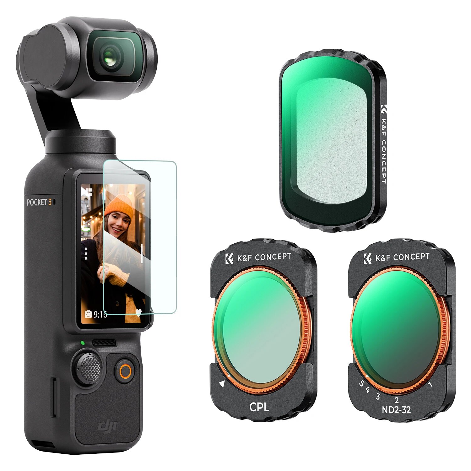 Набор фильтров K&F Concept Variable ND2-32 CPL 1/4 Black Diffusion для DJI OSMO Pocket 4, Pocket 3
