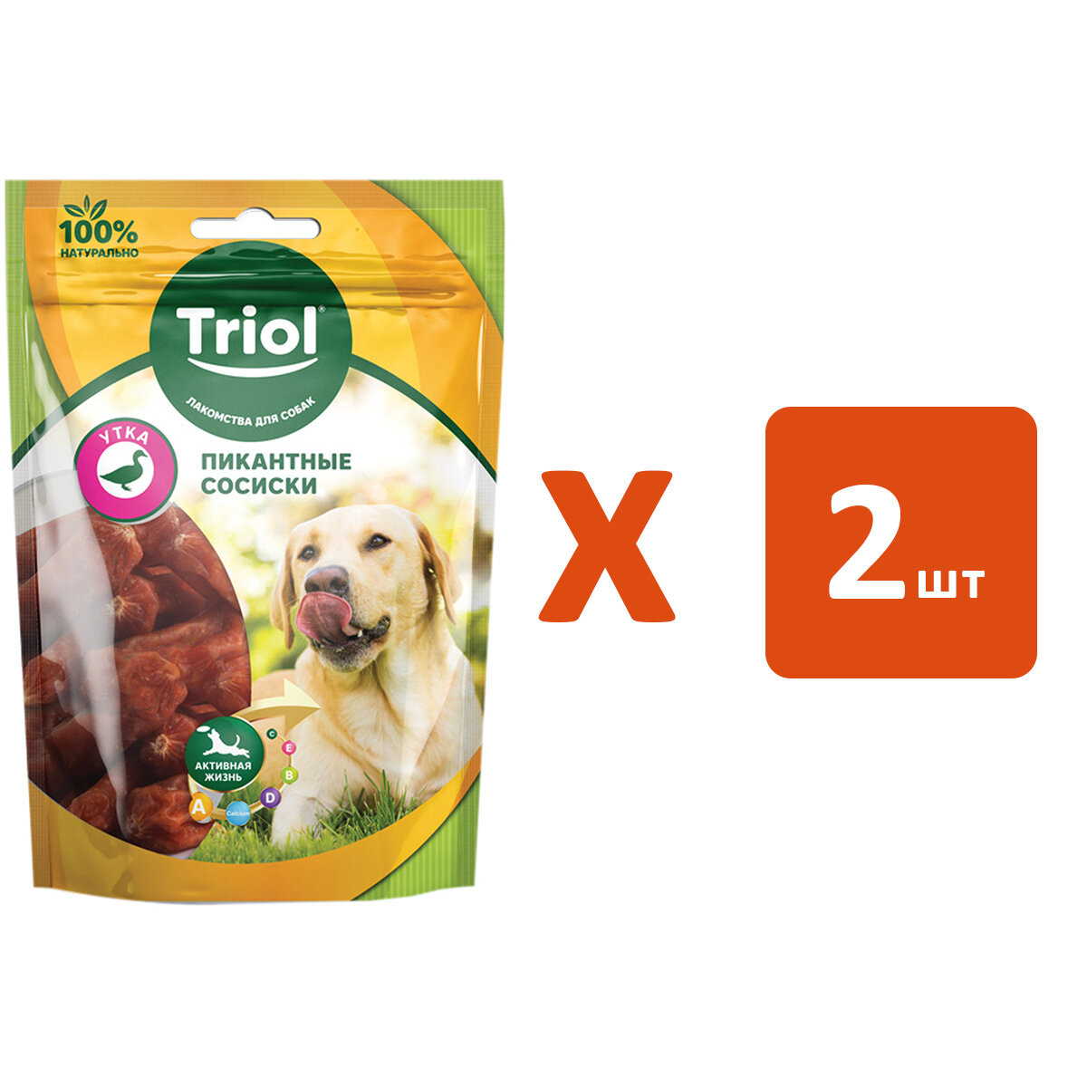 Лакомство TRIOL для собак сосиски пикантные с уткой 70 гр (1 шт х 2)