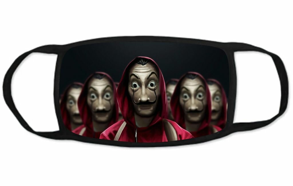 Маска защитная тканевая на лицо Бумажный дом, La casa de papel №2, Детская - 18 на 10 см