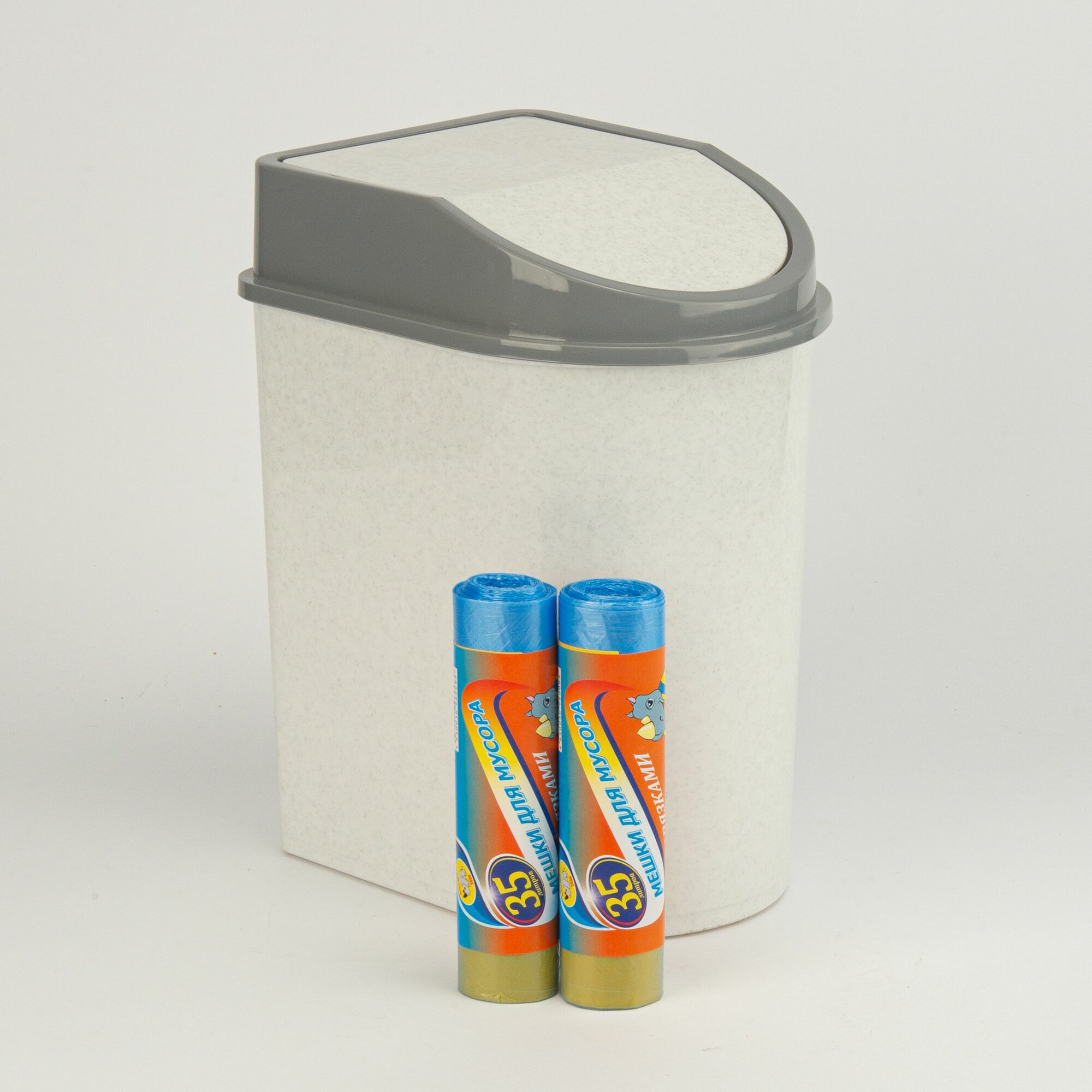 Контейнер для мусора 8 л и мешки для мусора с завязками 35л - 30 шт