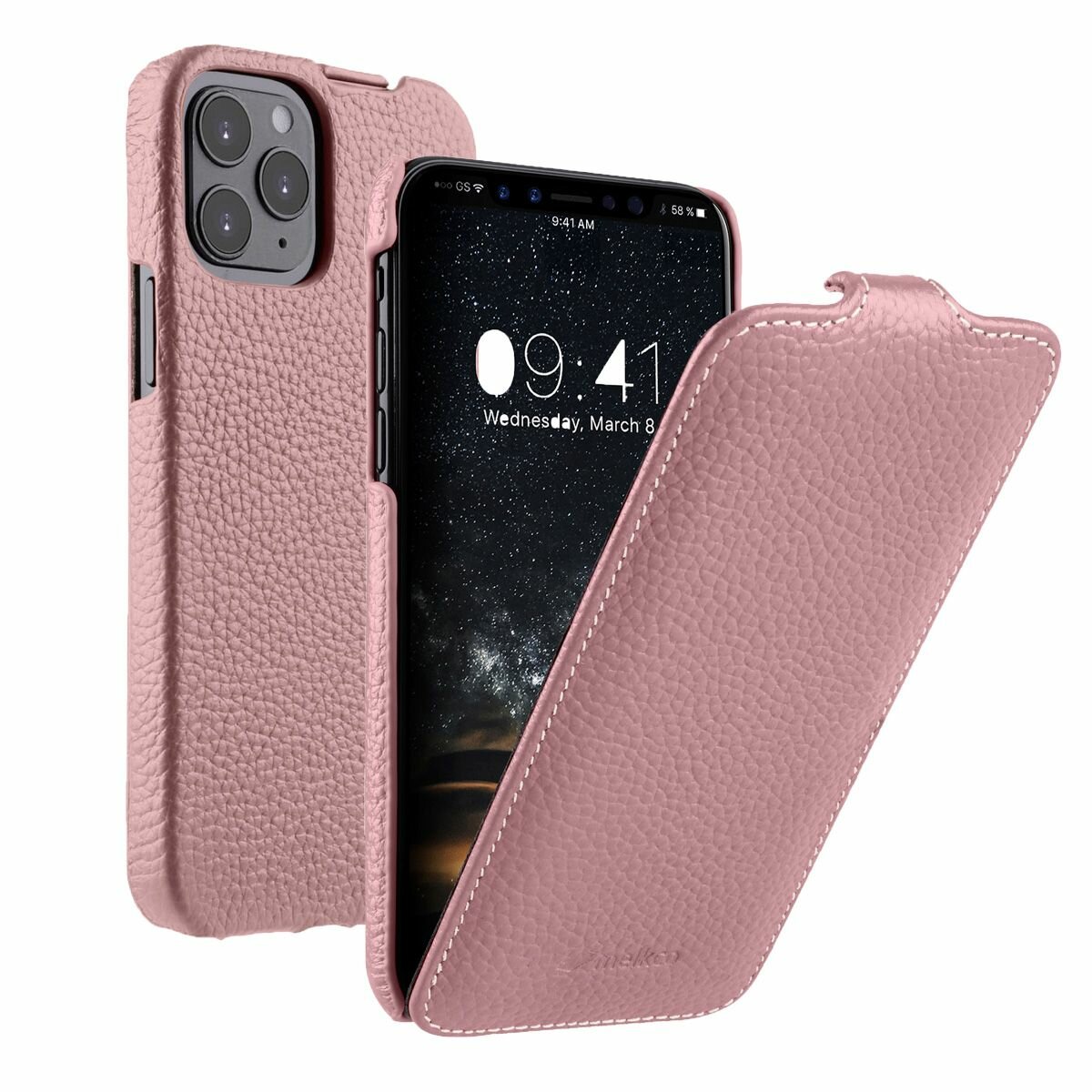 Кожаный чехол флип Melkco для Apple iPhone 12 mini (5.4") - Jacka Type, розовый