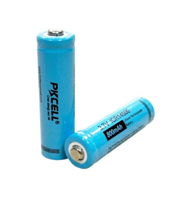 Аккумулятор Pkcell 14500 ICR 800mAh 3.7V Li-ion SR2 (без защиты, высокий плюс) , 2шт.