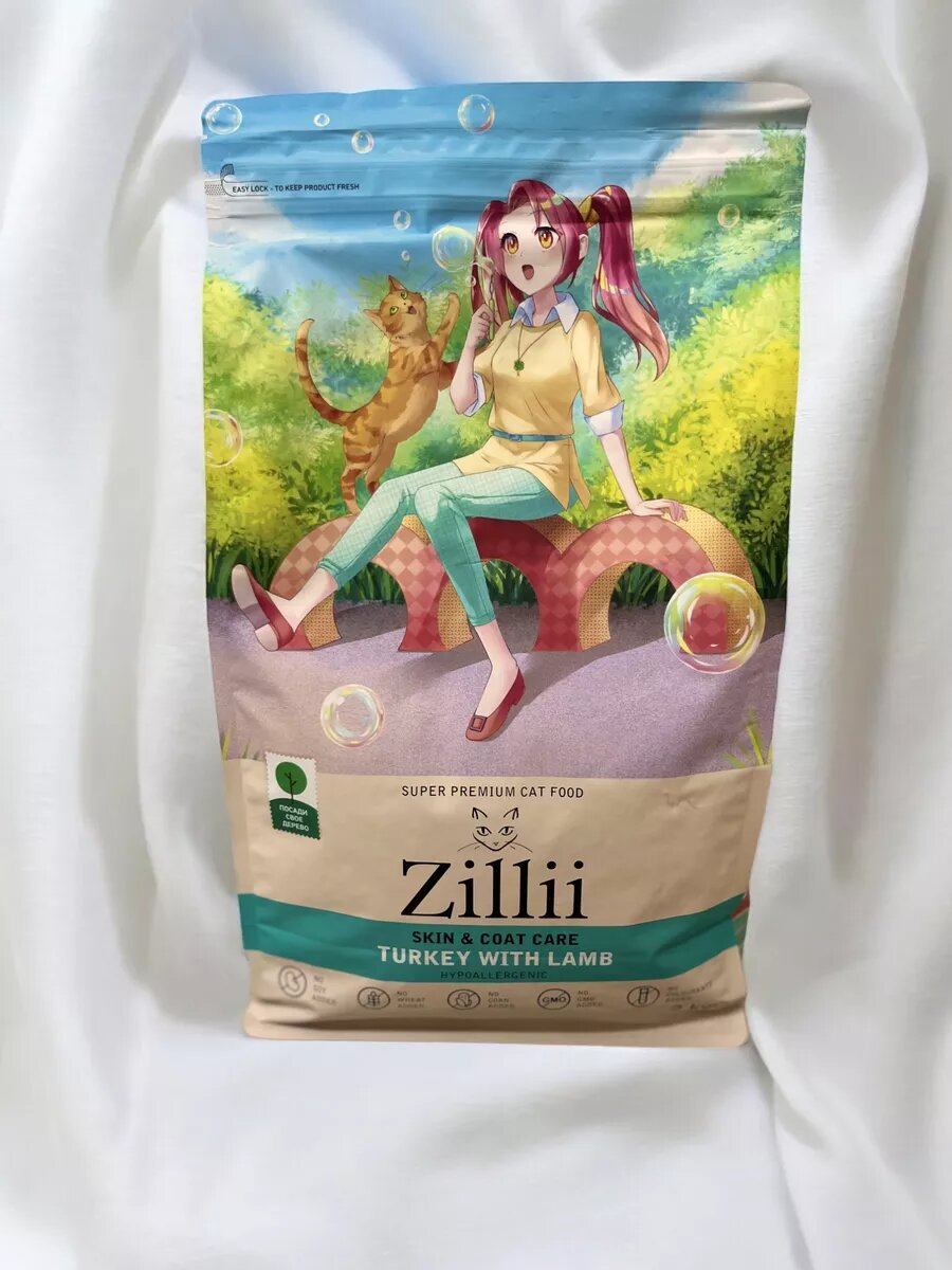 Zillii Сухой корм для кошек кожа шерсть Индейка Ягненок 2 кг