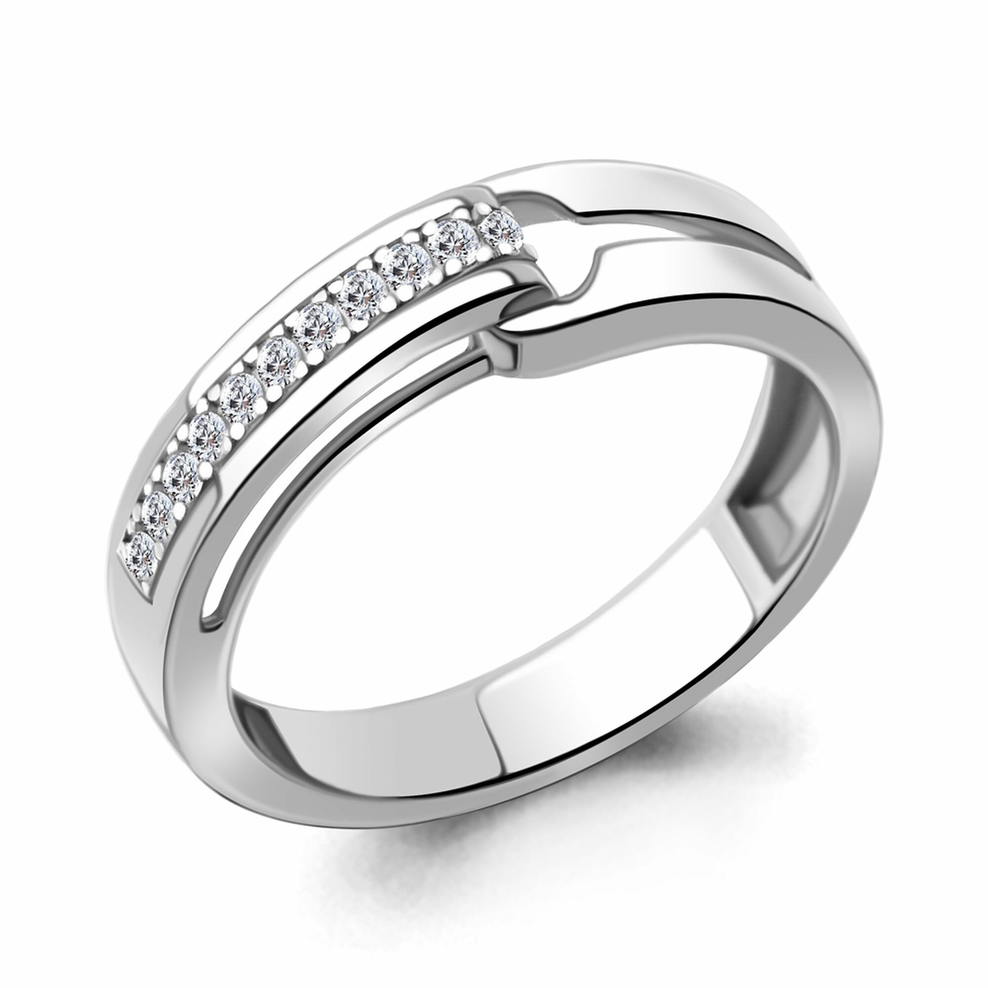 Кольцо дорожка, серебро, 925 проба, родирование, фианит