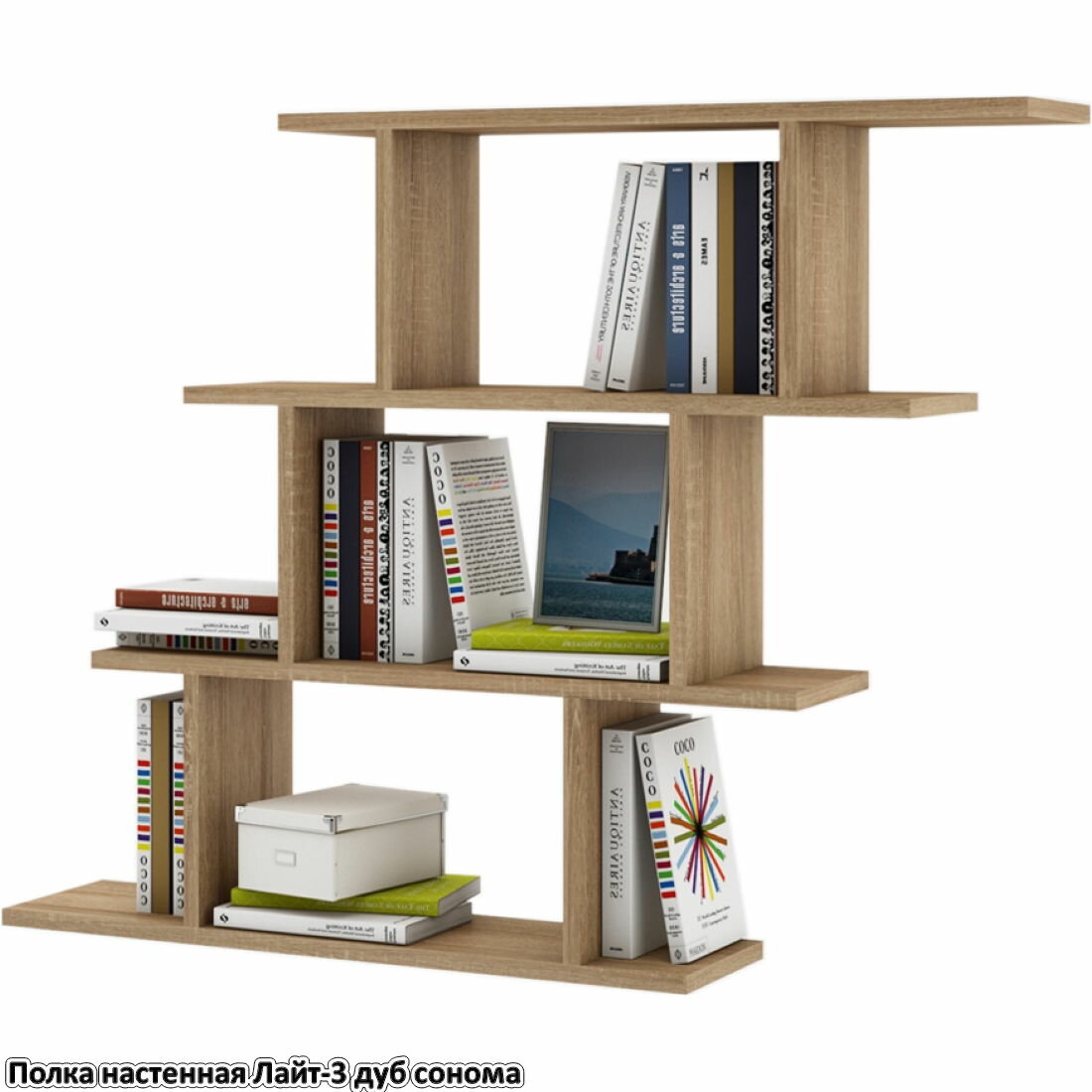 Полка Лайт-3-Дуб сонома, ЛДСП, МФ Владимир VMF, 100х75,4х17 см.