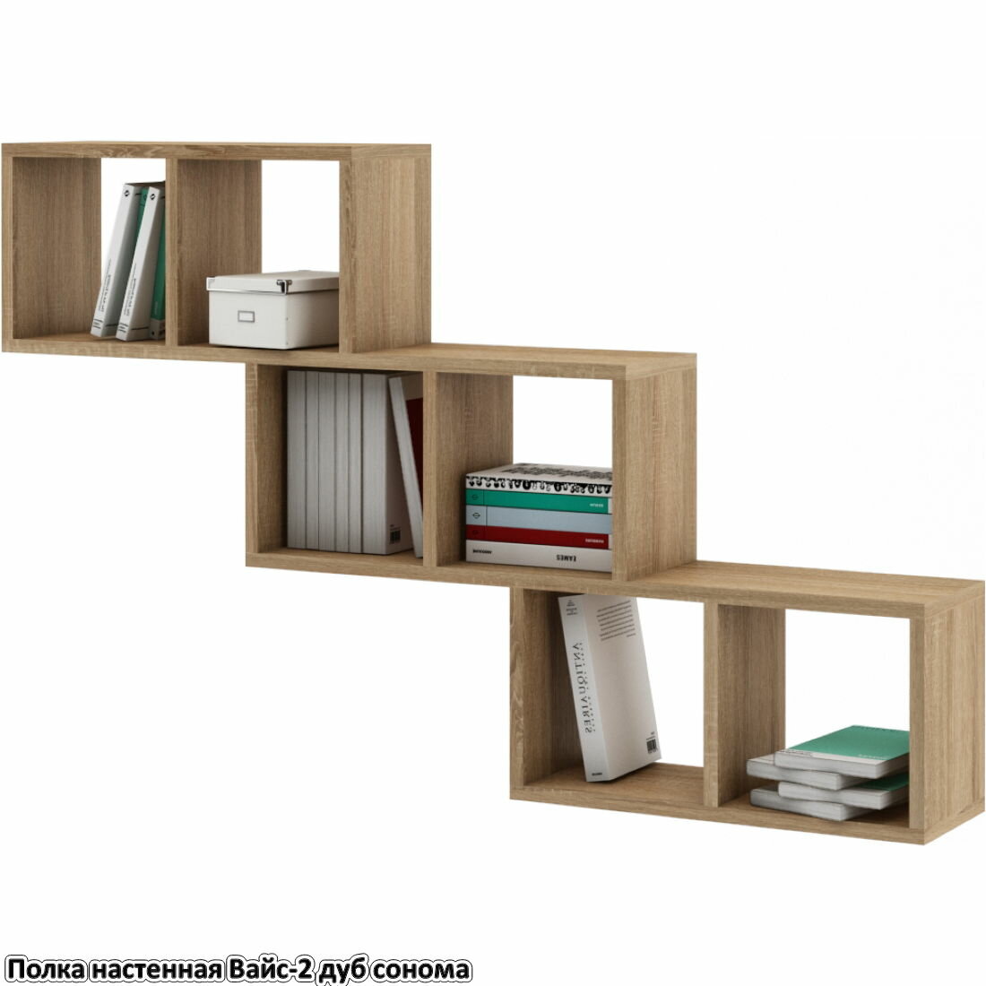 Полка настенная Вайс-2 Дуб-сонома, ЛДСП, МФ Владимир VMF, 114,6х69,4х18 см.