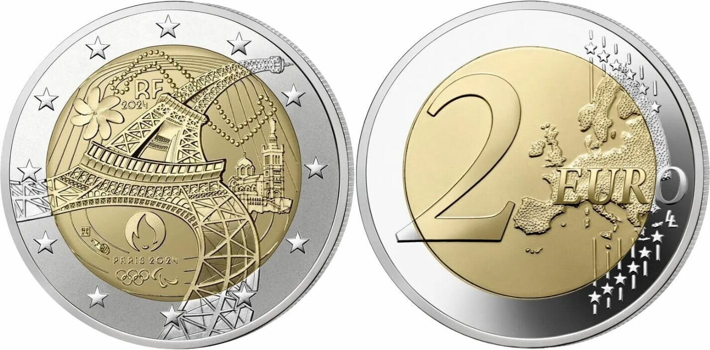 Франция 2 евро, 2024 Олимпийские игры - Эйфелева башня