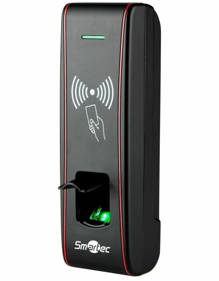 Считыватель Smartec ST-FR030EMW биометрический уличный; разрешение сканера 500 dpi; память на 5000 шаблонов и 10000 карт, время идентификации 1с