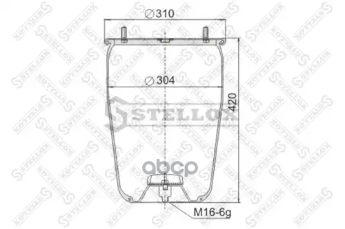 Пневмоподушка без стак!2шп. M12смещ.25. 1штуц. M22. Н:1шп. M16 BPW Stellox арт. 9048810SX