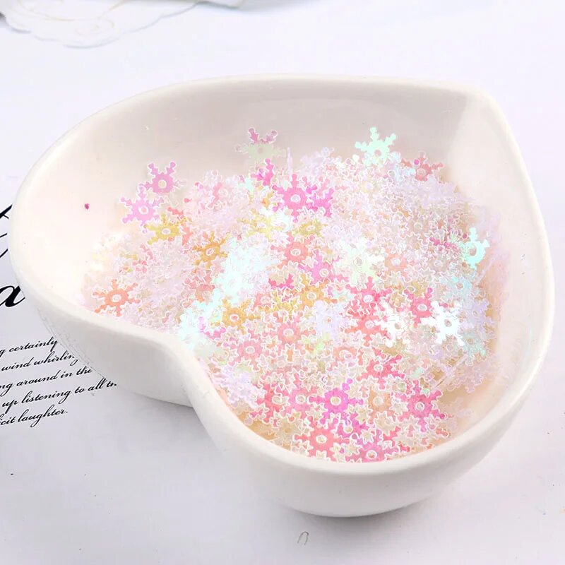 Блестки снежинки isequins белые 10г Розовый, 8mm 400pcs 10g, AB Transparent Color