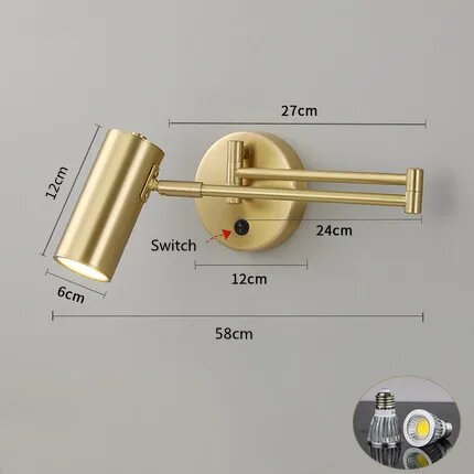 Настенный бра KINLAMS, switch gold, теплый свет