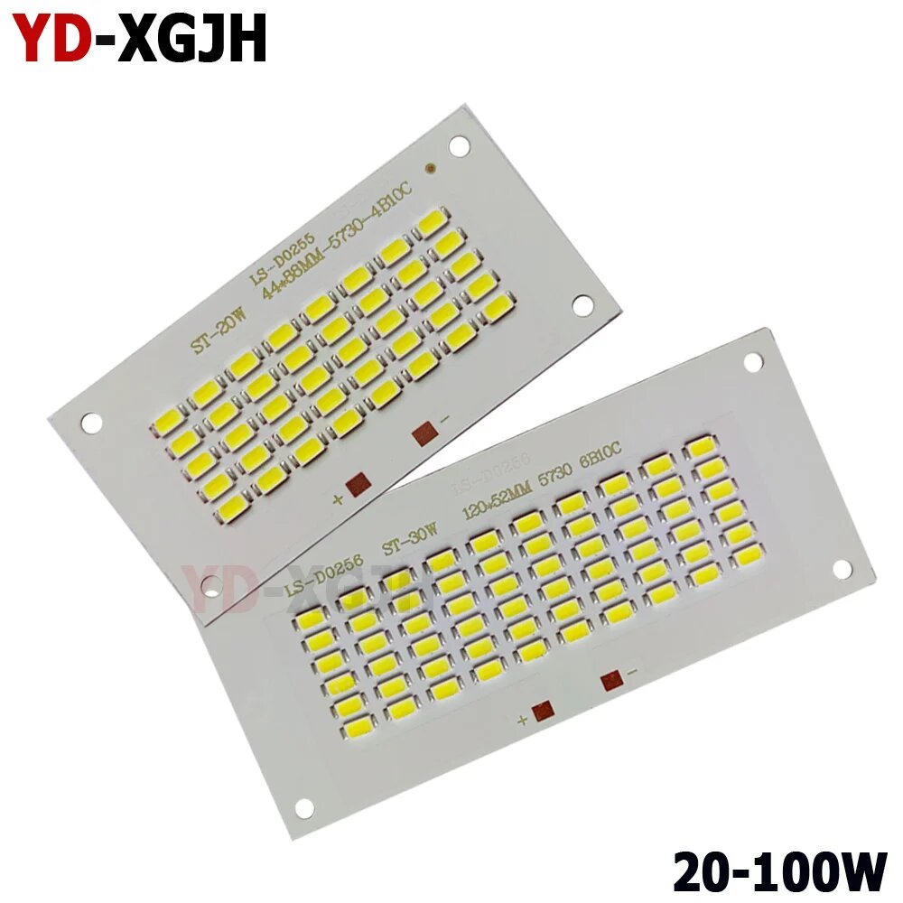Umaked Светодиодная плата SMD5730 для прожектора 20Вт 30Вт 50Вт 100Вт Warm White 3000K, 20W 88X44MM