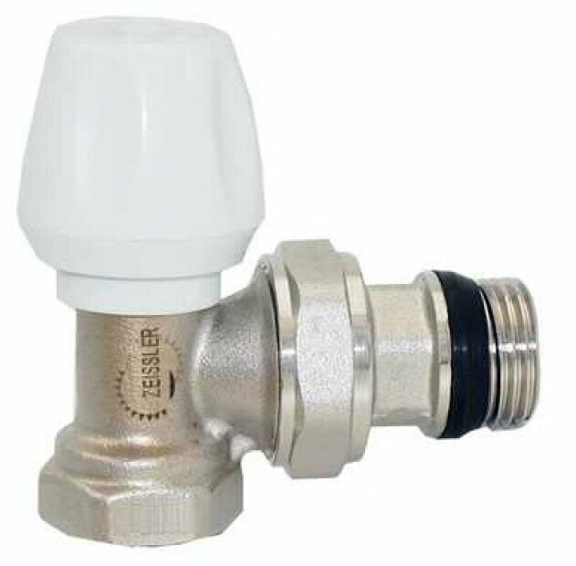 Кран для радиатора , нижний, угловой с кольцом уплатнительным "быстрого монтажа" 1/2"