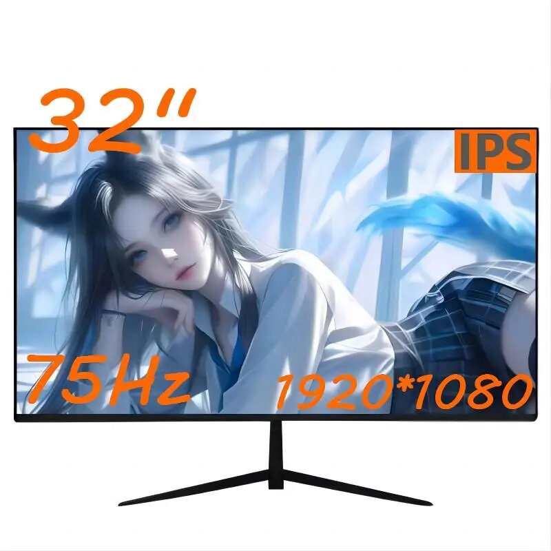 CHUBAN 32-дюймовый 1K75Hz 2MS игровой компьютер, экран, IPS панель, прямой экран, Freesync, настольный ЖК-дисплей, экран FHD 1080P, straight black 75Hz, вилка ЕС