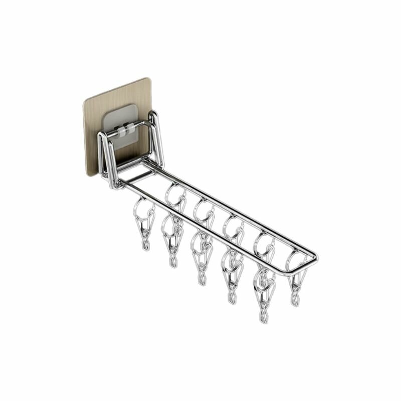 Настенный зажим для носков, складная вешалка одежды из нержавеющей стали, экономия места, ветрозащитная сушка, хранение на балконе