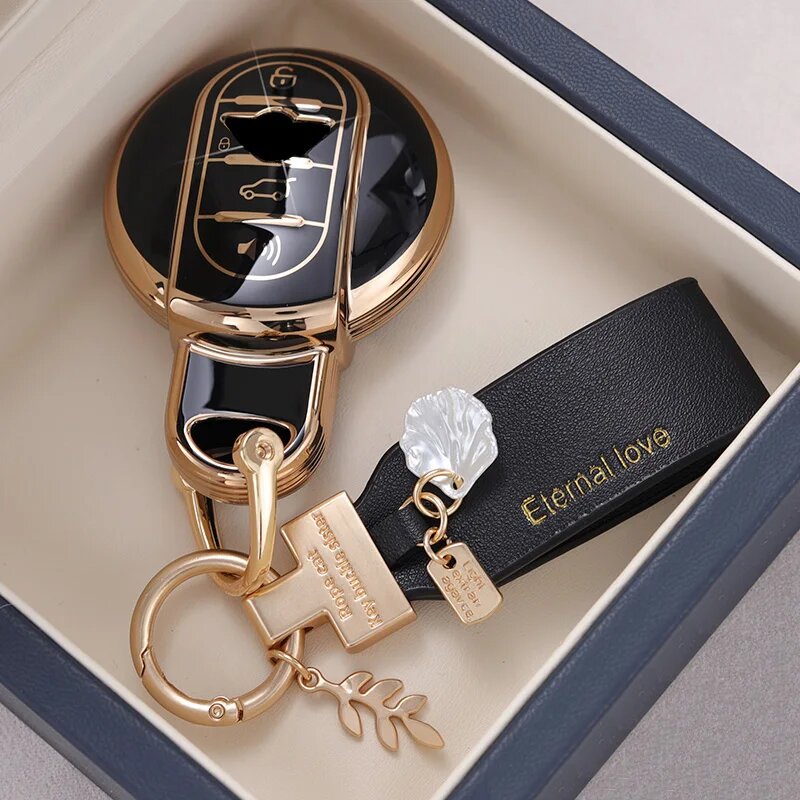 Модный чехол для автомобильного ключа, флип-чехол для ключа с дистанционным управлением, Защитный корпус для BMW Mini Cooper Countryman Clubman F54 F55 F56 F60 black keychian