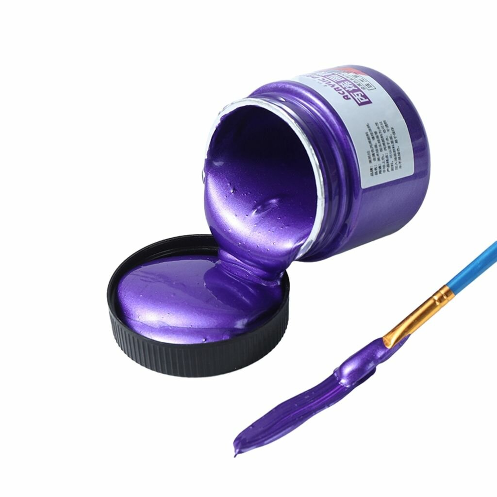 (1 бутылка) 100 мл Перламутровая водостойкая акриловая краска для рисования металлик (высокая) - Перламутровый фиолетовый