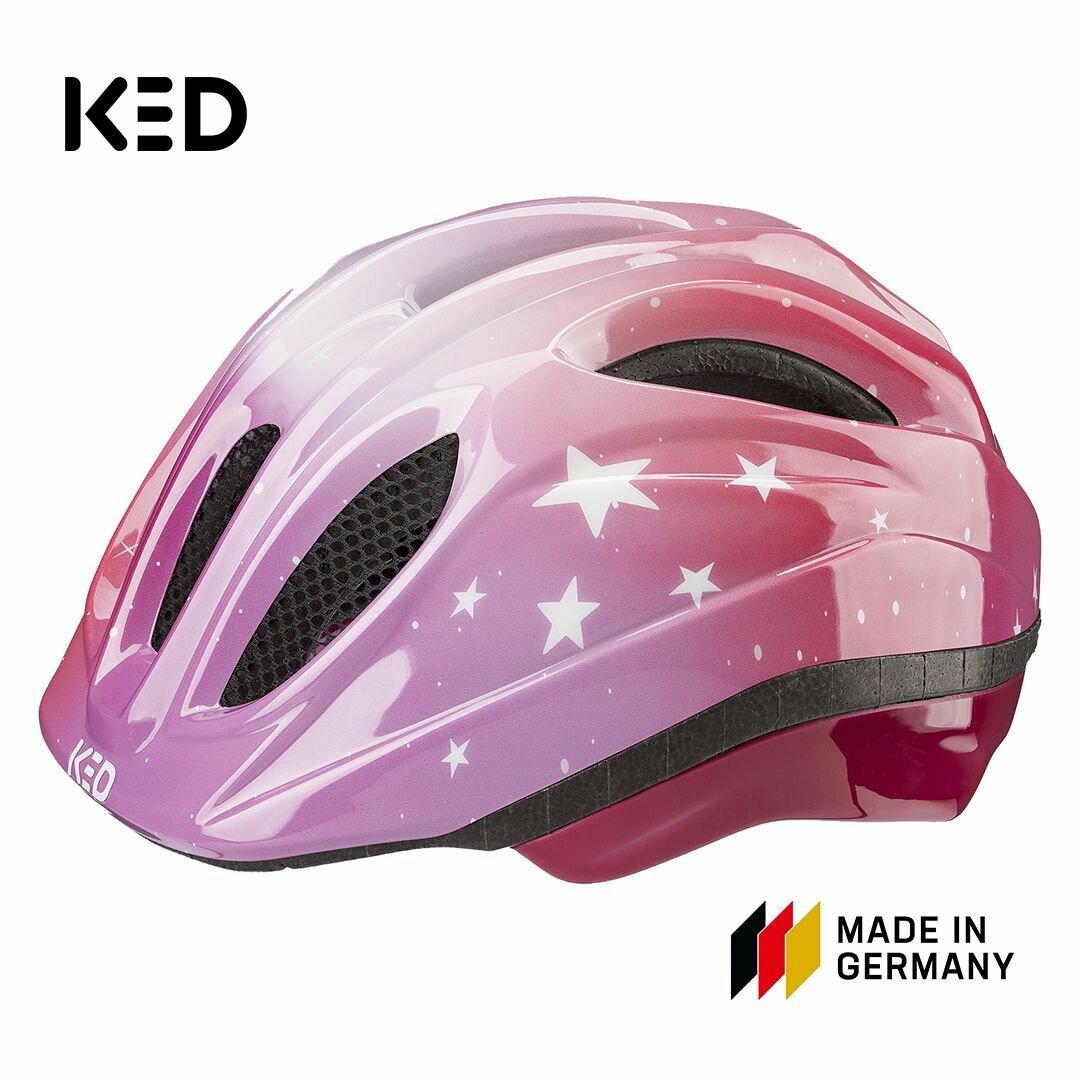 Шлем детский защитный для велосипеда, роликов, самоката, скейтборда, спортивный розовый велошлем для детей KED Meggy Trend Stars Soft Pink, размер M (52-58)