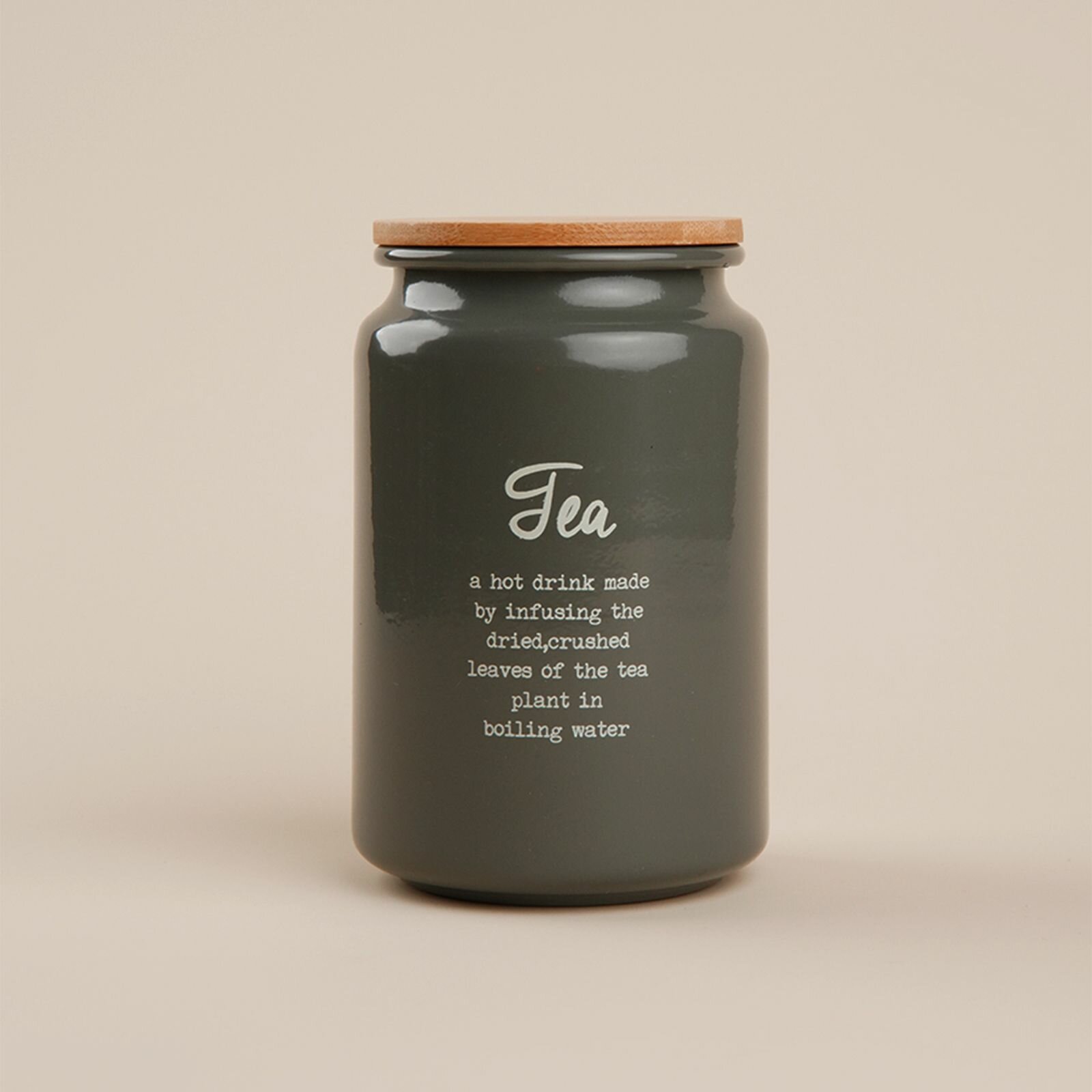 Банка для чая SL Home, 9.5 14 см, с бамбуковой крышкой, серая