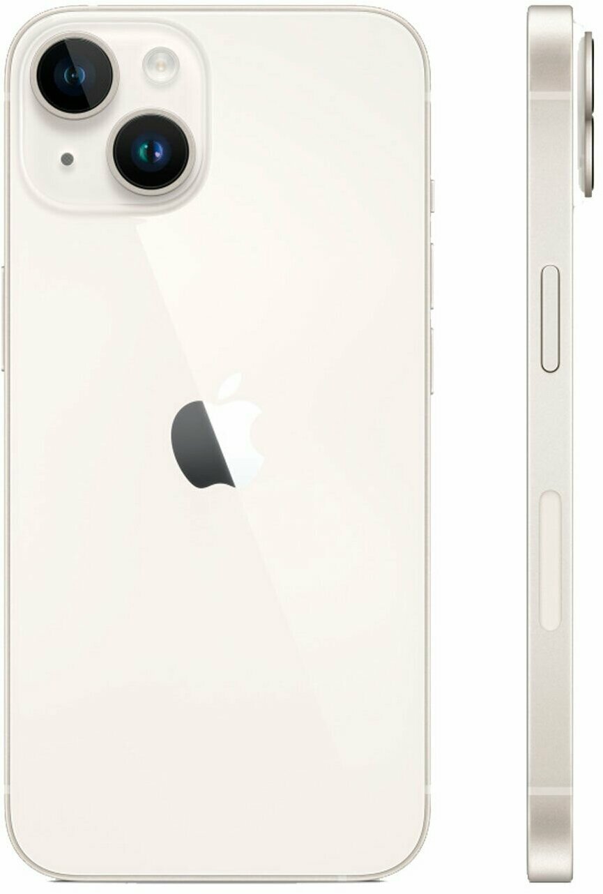 Оригинал Смартфон Apple iPhone 14 128 ГБ, White (Белый), Экран: 6,1" OLED экран,60 Гц, NFC, защита IP68, Dual: nano SIM