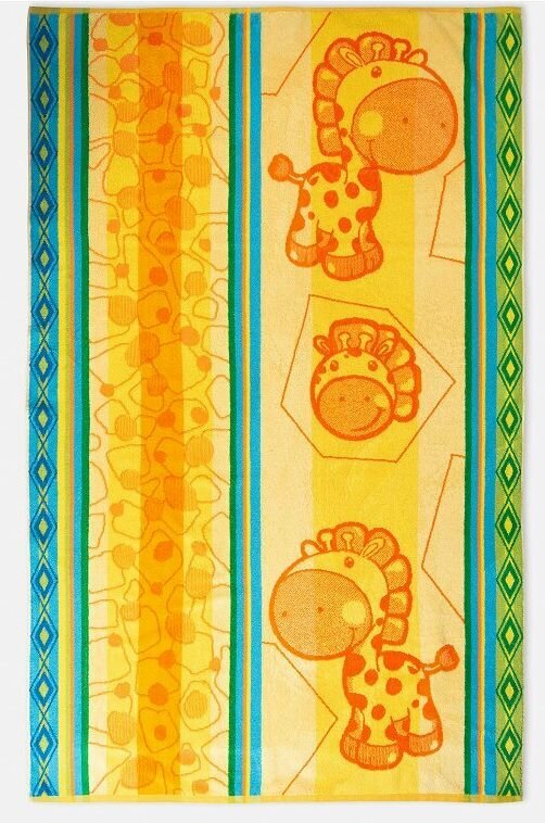 Полотенце махровое детское жаккардовое большое в подарок Жирафики 100*160 см