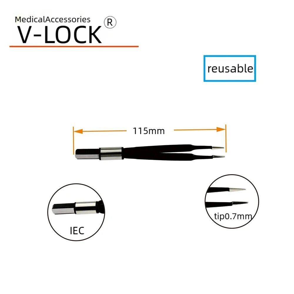 Биполярные щипцы V-LOCK, tip 0.7mm, 115mm, EMI-10507SN