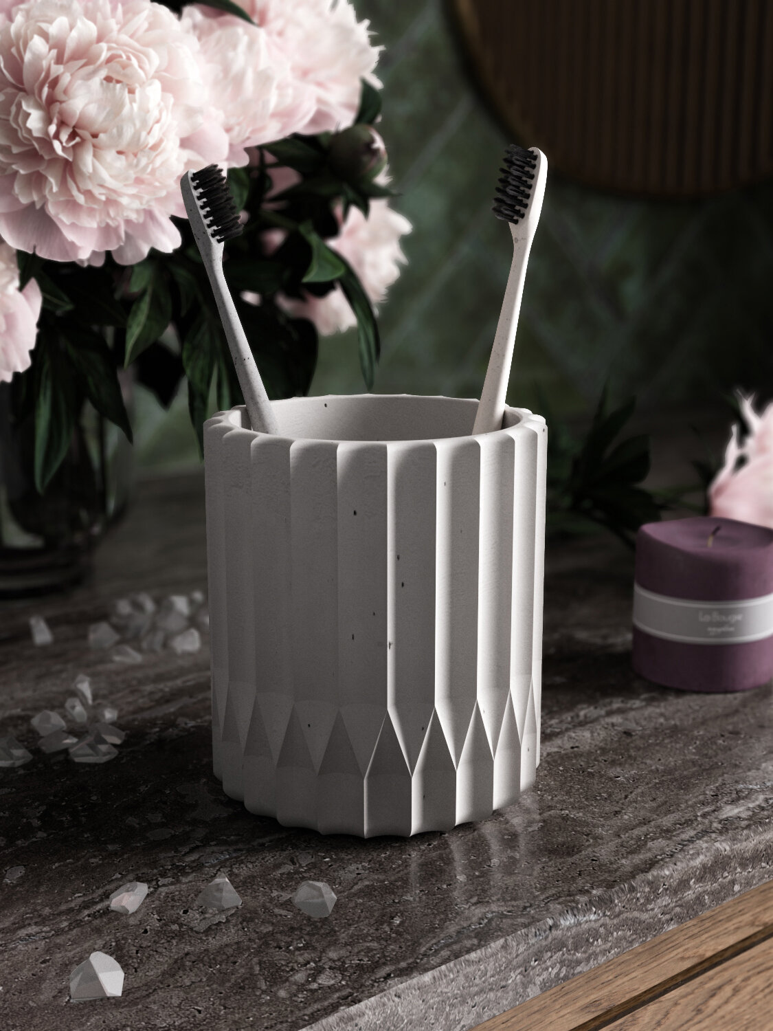 Органайзер для ванной комнаты, стакан для зубных щеток в дом, держатель кисточек и расчесок San Marino серый матовый.