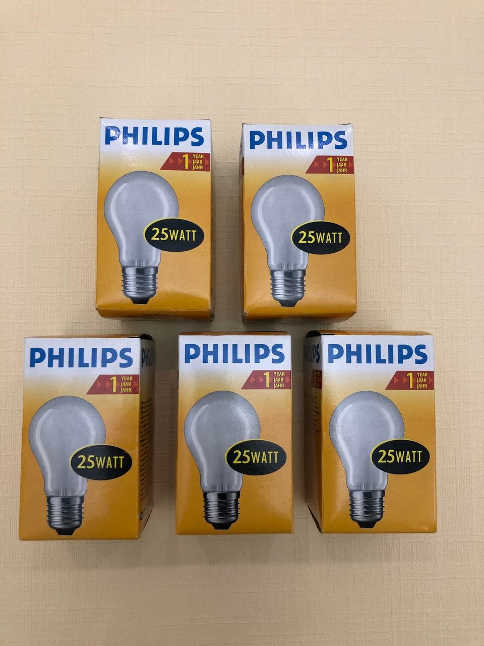 Лампа накаливания PHILIPS E27 25W матовая ( в комплекте 5 штук.)