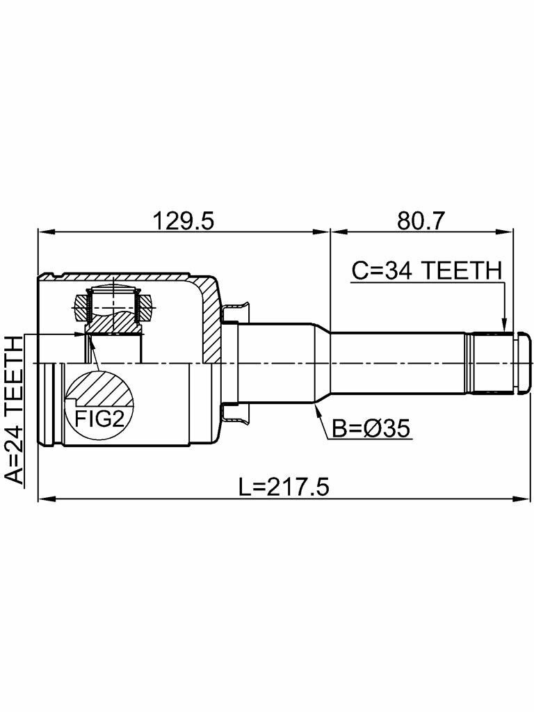 Шрус внутренний левый 24x35x34 CHEVROLET, BUICK, OPEL 1811-MOKKALH FEBEST.