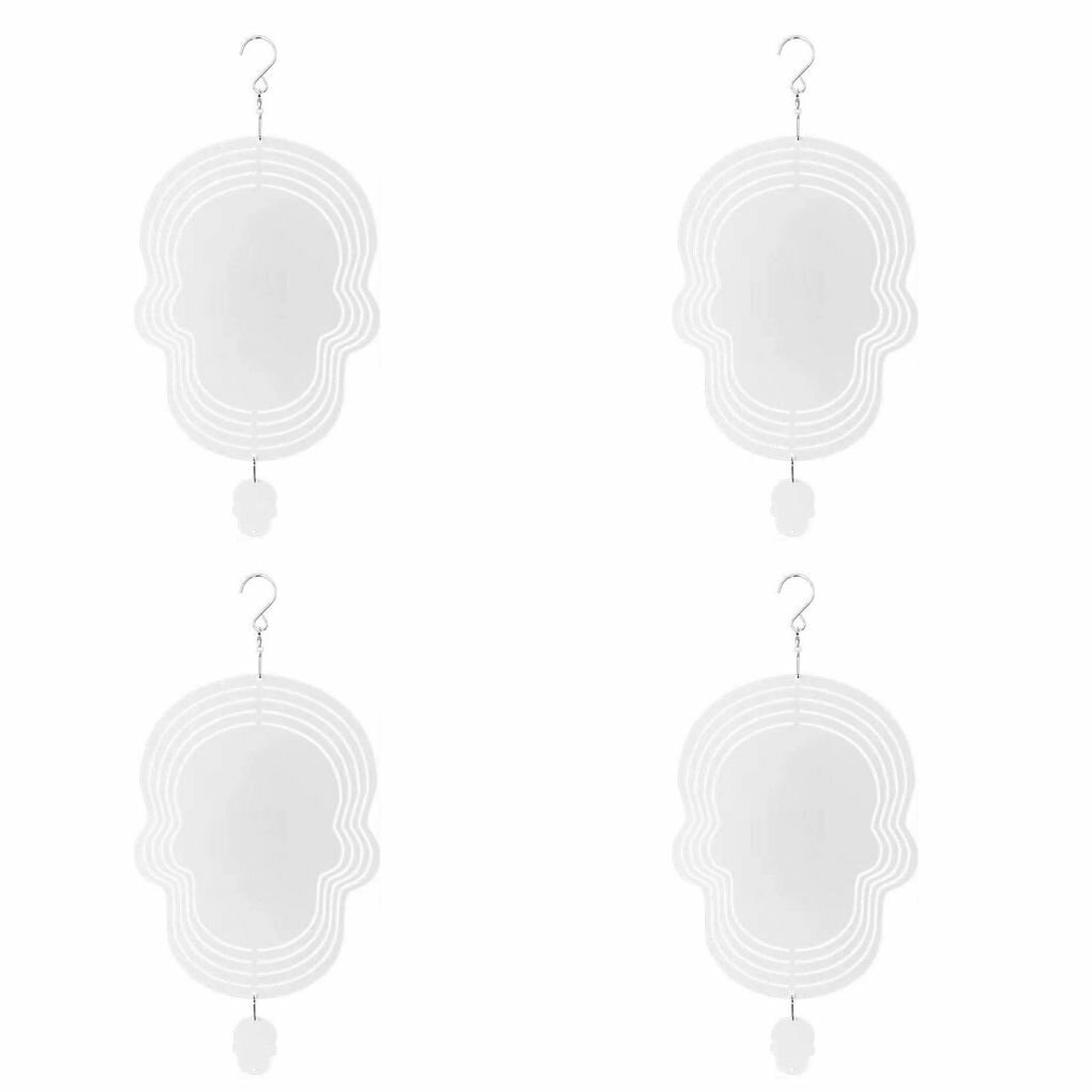 1 комплект из 4 двухсторонних сублимационных колокольчиков, декоративная подвеска-череп